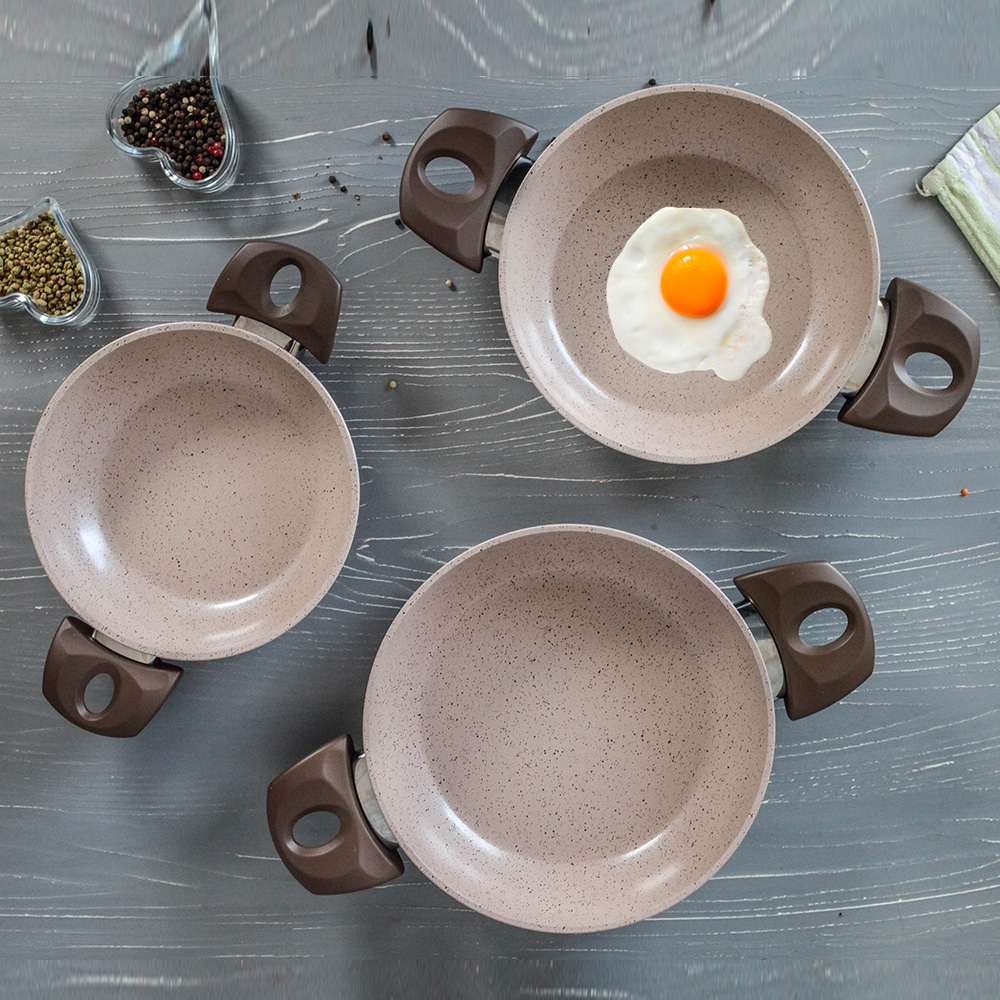 Gülsan Safran Granit 3 Parça Sahan Set | Kapaksız Sahan Set