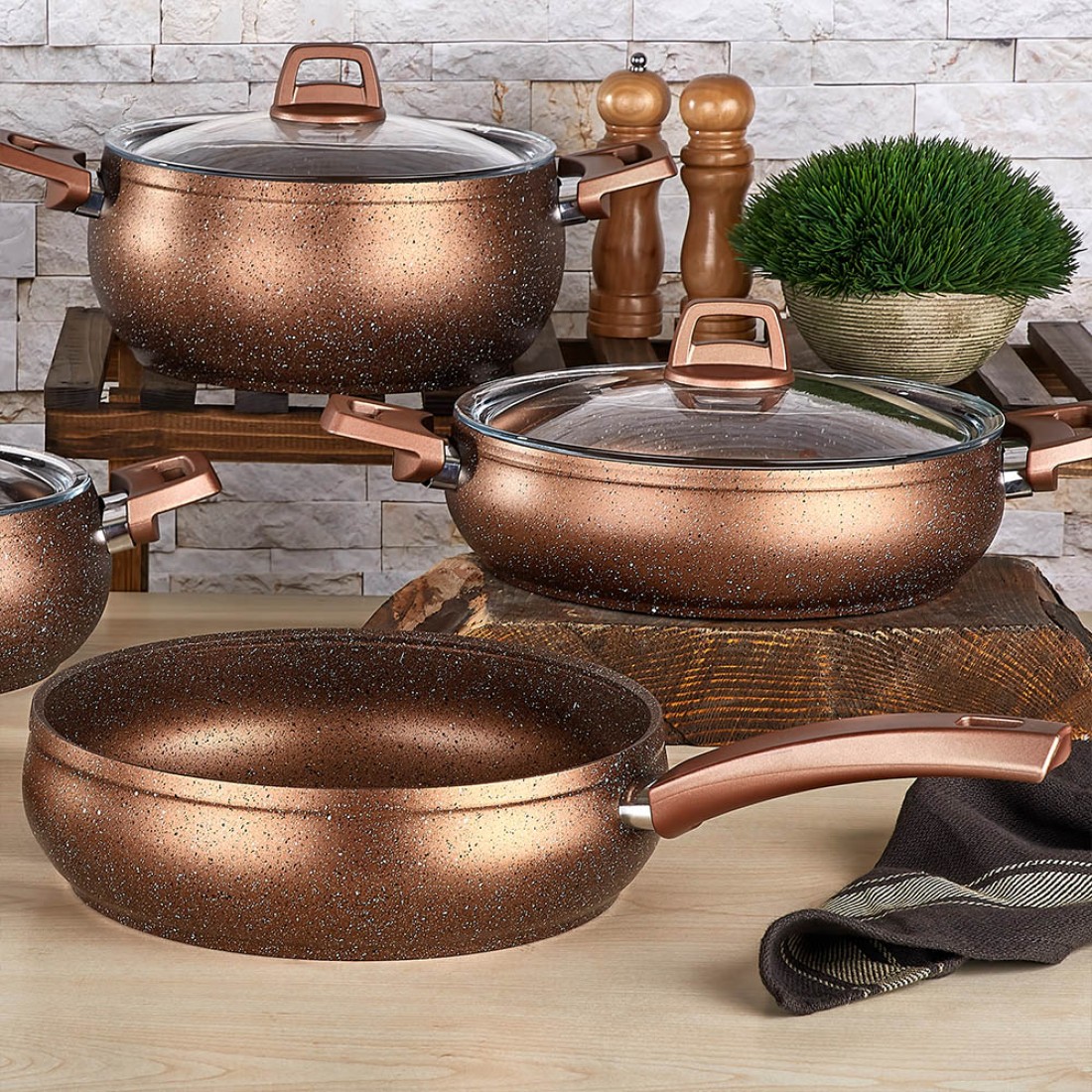 Gülsan Sanem 7 Parça Granit Set | Sağlıklı ve Zarif Pişirme Deneyimi