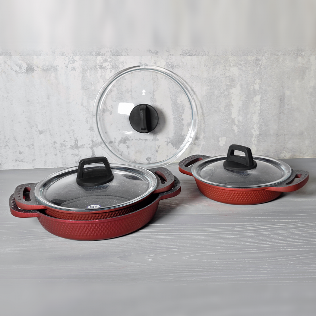 Mina Kristal Granit Döküm 6 Parça Sahan Set | Gülsan Mutfaktaki Lezzet